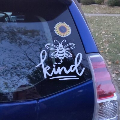 Bee Kind Car Bumper Vinyl Decal or Sticker, Be Kind Car Decal or ...