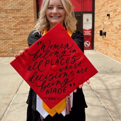 Two Degrees Hotter Master's Graduation Cap Vinyl Decal, Handlettered ...
