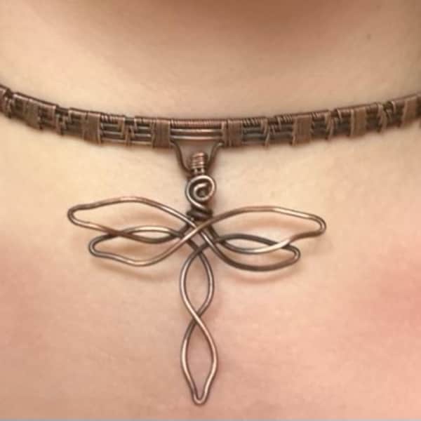 Wire Wrapped Adjustable Choker, Mushroom on the Moon Choker, Copper ...