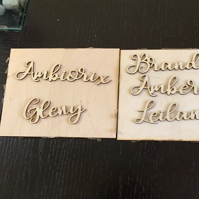 Laser Cut Wood Names Custom Laser Cut Name Signs Wedding Place Cards ...