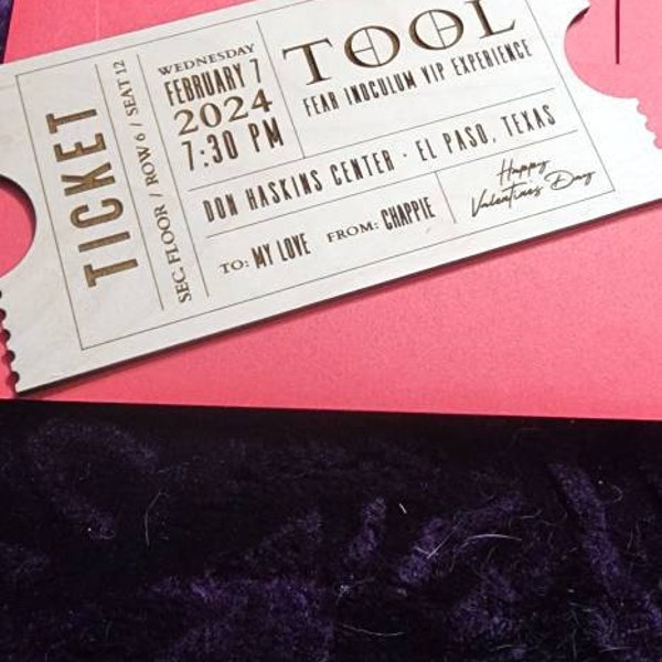 Custom Wood Engraved Event Ticket / Experience Gift Ticket / Concert ...