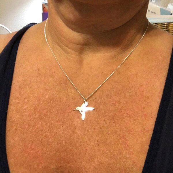 Sterling Silver Hummingbird Heart Handmade Pendant - Etsy