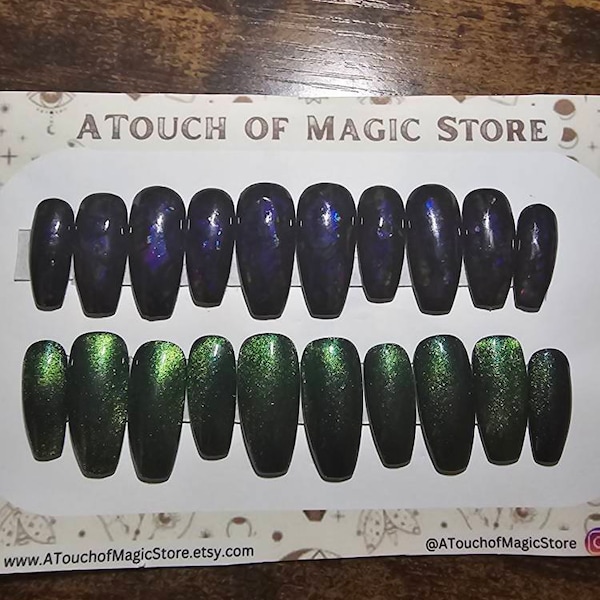 LABRADORITE Press on Nails | HAND-PAINTED | Crystal Nails | Labradorite ...