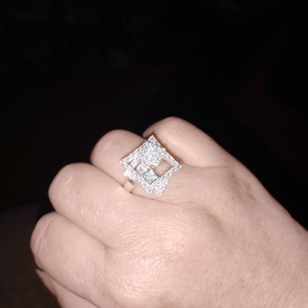 Motion Ring 2 Level 925 Sterling Silver Round Design Hypnosis Ring ...