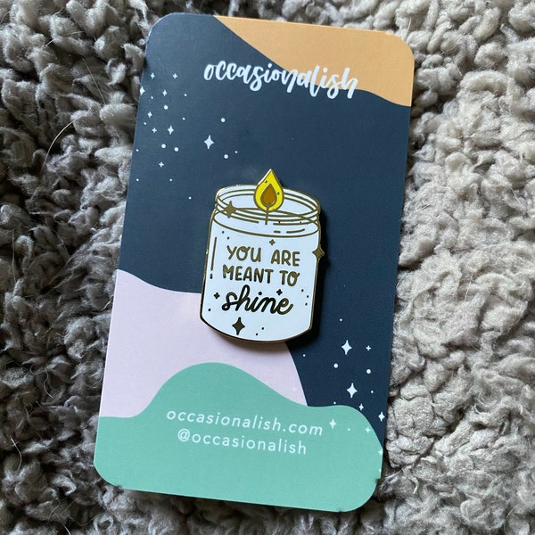 Shine Bright Candle Enamel Pin: Gold Motivational Lapel Pin - Etsy