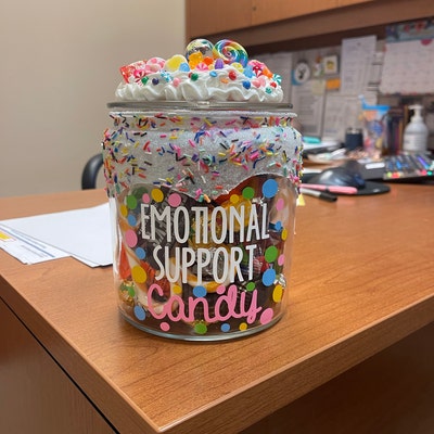 Personalized Funny Glass Candy Jar for Emotional Support, Custom Office ...
