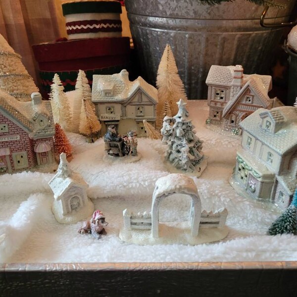 Cobblestone Corners Ceramic Christmas Village Clock Shop Set - Etsy