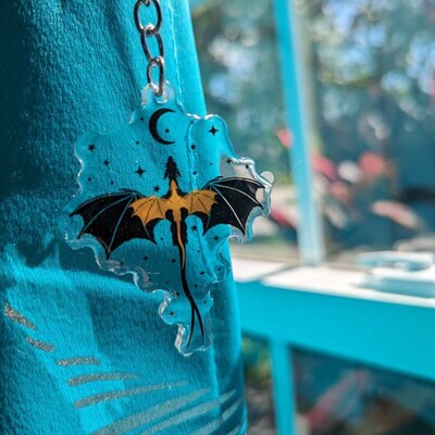 Black and Gold Glitter Dragons Fourth Wing Inspired Acrylic Keychain ...