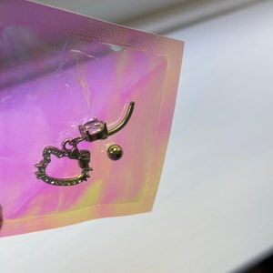 Y2k 2000s Silver Bratz Inspired Silver Diamond Rhinestone Butterfly Bow Heart Belly Button ...