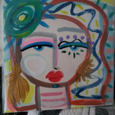 Green Abstract Face Art Woman Face Painting Original Art Woman Painting ...