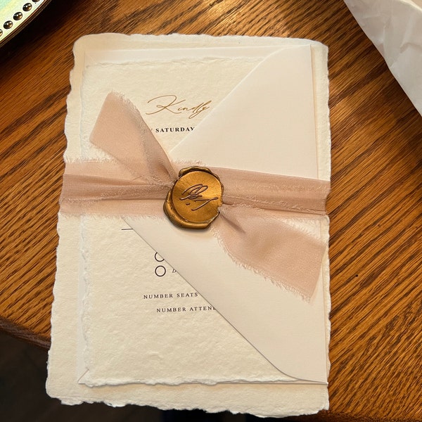 Margo Handmade Paper Wedding Menus, Deckled Edge Paper Menus, Day ...