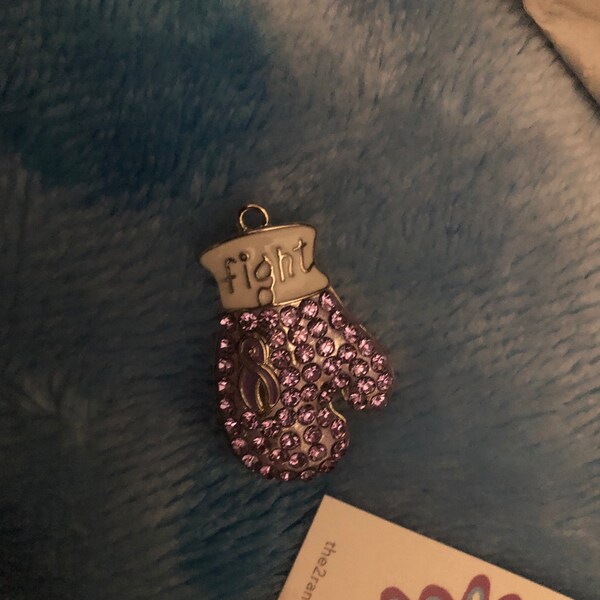 1 Purple Rhinestone, and White Enamel With Silver Accents Purple Ribbon ...