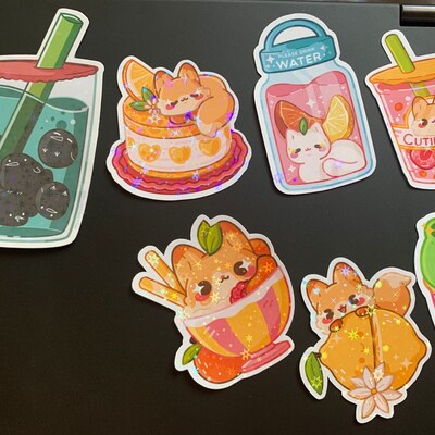 Citrus Fox Sticker, Lemon Sticker, Fox Sticker, Orange Sticker, Dessert ...