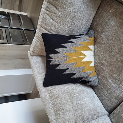 Hand Loom Woven Cotton & Wool Chunky Loops Textured Cushion Cover 20x20 ...