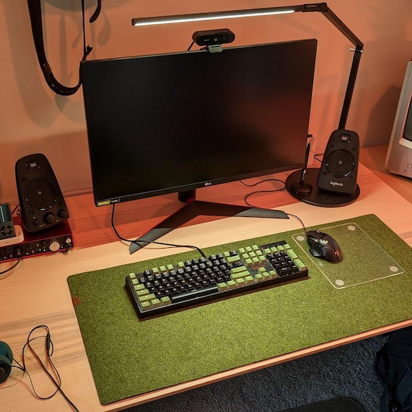 Felt Desk Mat Green, Custom Size Desk Pad Green, Felt Extended Mouse ...