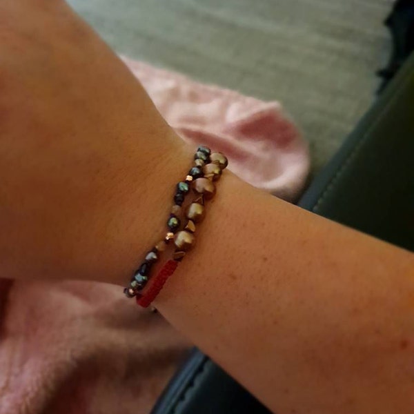 Gold String Bracelet, 14k Solid Gold Bead Bracelet, Cord Bracelet With ...