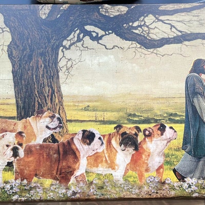 God With English Bulldog Canvas, Bulldog Lovers Gift Canvas, Christian ...