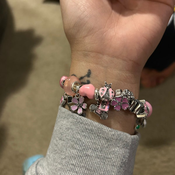 Pandora Moments Smooth Snake Chain Bracelet With Linx Pale Pink Themed ...