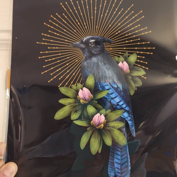 Red-breasted Nuthatch Bird Art Print Botanical Bird With Moss and ...