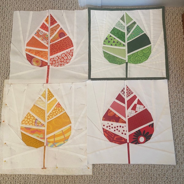 Geometric Leaf Foundation Paper Piecing FPP Quilt Block Pattern (PDF ...