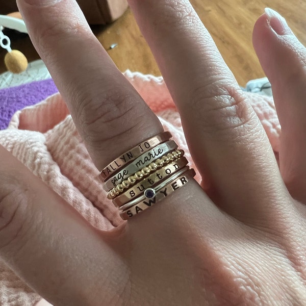 Four Name Rings | Stackable Name Rings | Personalized Jewelry | Mixed ...