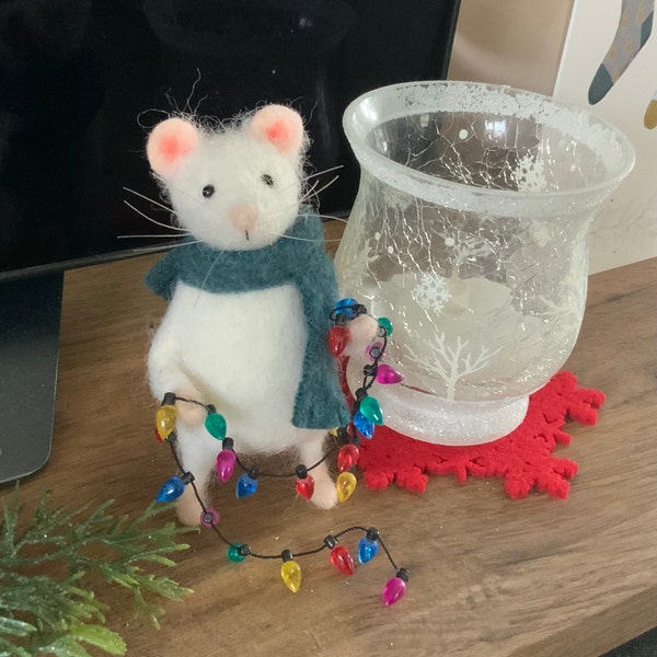 Festive Needle Felted Christmas Mouse - Gifts, Adorable Holiday Decor ...