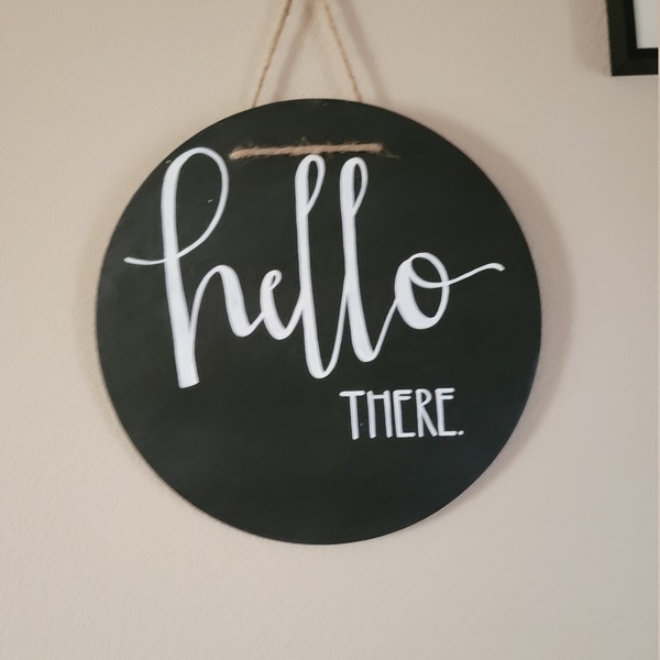 Hello There Door Decor- Welcome Porch Sign- Front Porch Sign- Round ...