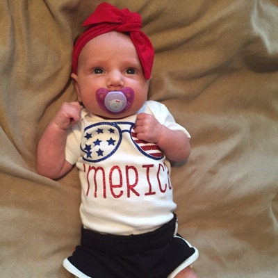 Merica Baby Girl Red White and Blue Bodysuit Outfit 4th of - Etsy