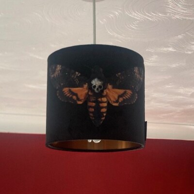 Deathshead Moth Lampshade Gothic Home Decor Handmade Velvet Light Shade ...