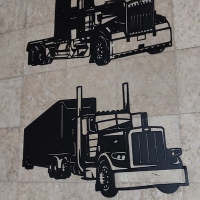 18 Wheeler Metal Sign Cutout Semi Truck and Trailer Powder Coated Metal ...