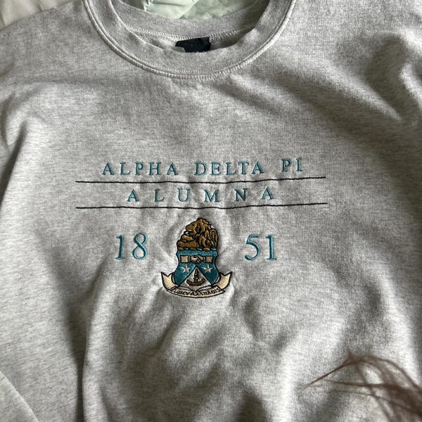 CUSTOMIZABLE Embroidered Sorority Crest Alumni Crewneck and Hoodie ...