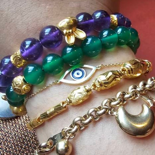 14k or 18k Solid Gold Dainty Evil Eye Bracelet, Minimalist Enamel Eye ...