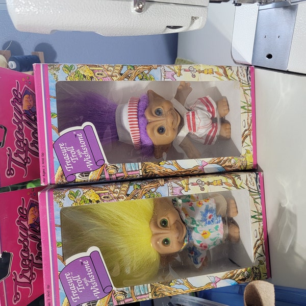 Vintage Ace Novelty Treasure Troll Doll, Blue Hair, Blue Star Jewel ...