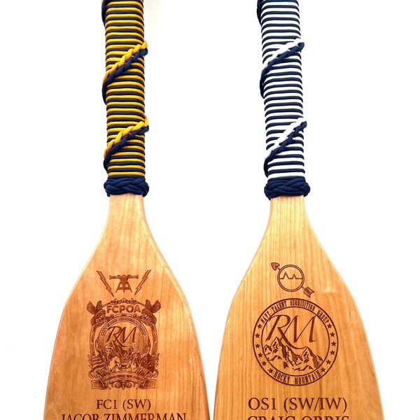 Custom Laser Engraved Cherry Wood Paddle: Military, Navy, Coast Guard ...