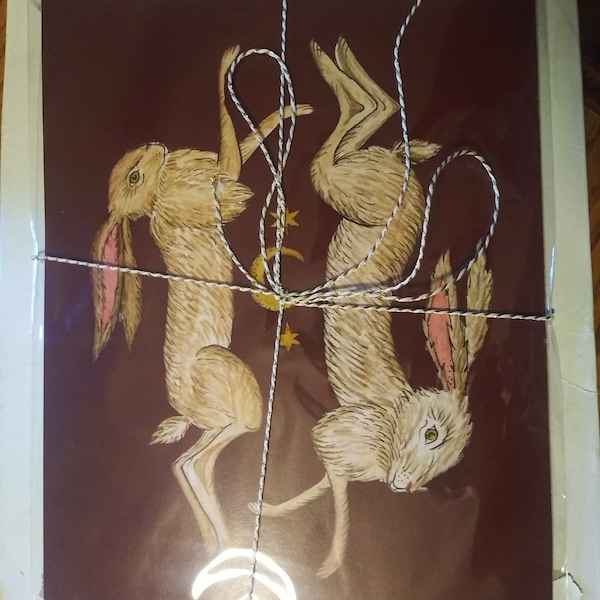 Gemini Hare Art Print, Watercolor Rabbit or Bunny Painting, Home Decor ...