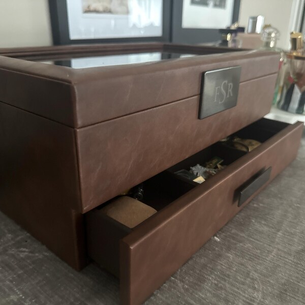 Personalized Valet Jewelry Watch Box for Men, Men's Valet Organizer ...