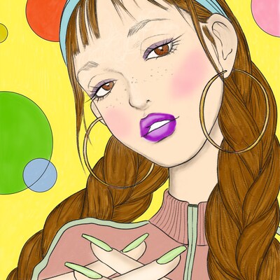 Retro Girl Coloring Page for Adults Printable Coloring Page - Etsy