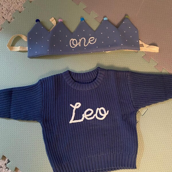 Hand Embroidered Name Crown for Kid's Birthdays, Personalized Gift ...