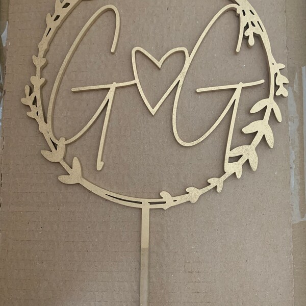 Floral Wreath Wedding Cake Topper - Birthday - Botanical Topper - Laser ...