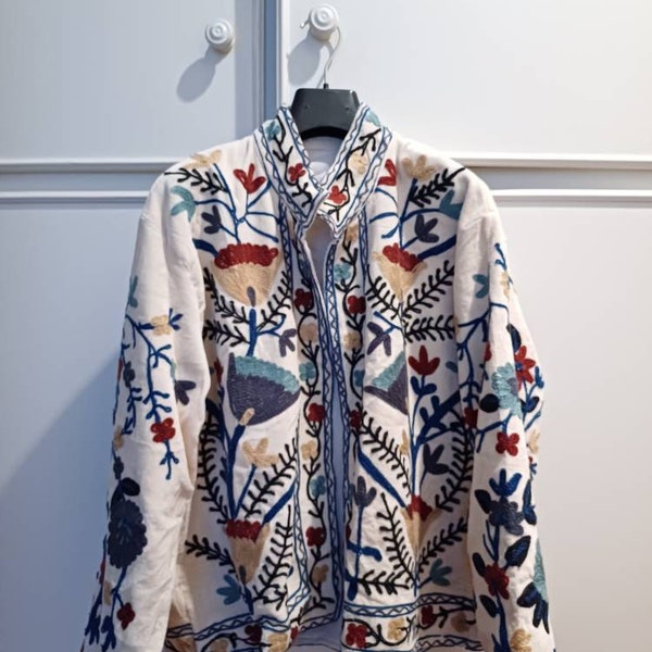 Indian Women Suzani Cotton TNT Jacket Handmade Embroidery Floral Jacket ...