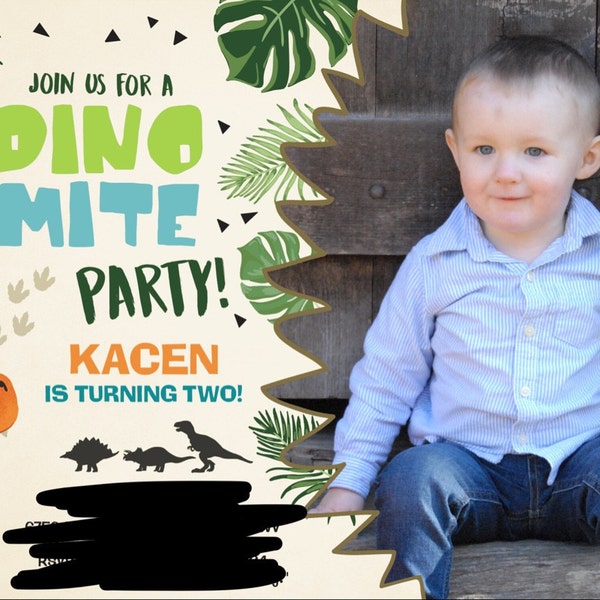 Editable Dinosaur Birthday Invitation Dino Mite T-rex Dig Party ...