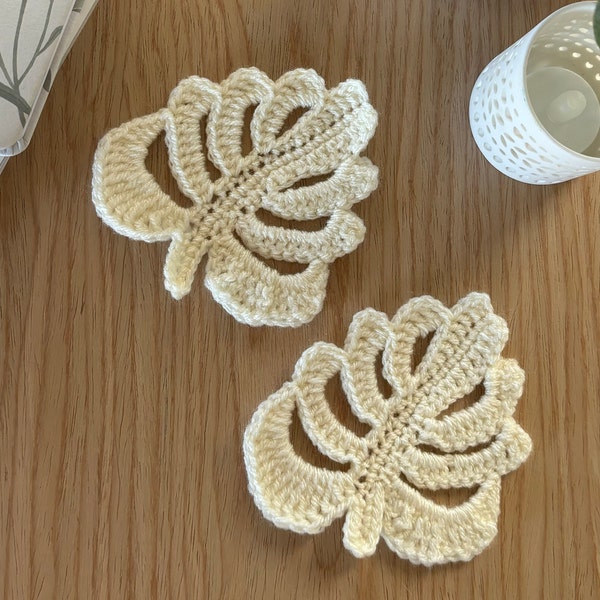 Monstera Leaf Coasters Crochet Pattern, Video Tutorial and PDF Download ...