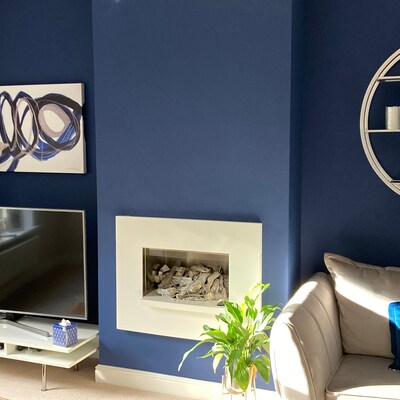 Deep Blue and Silver Circles.modern Wall Art Abstract Silver Blue ...