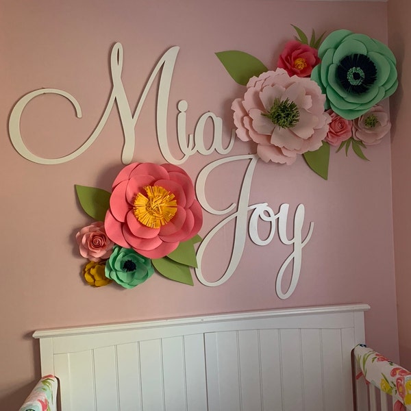 Cutout Name Signs - Two Names - Girly Happy Nursery Decor - Etsy