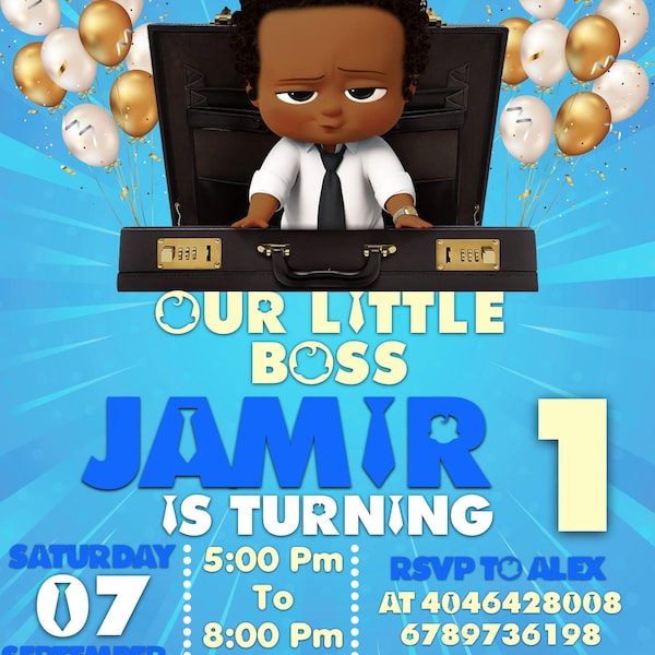 Editable Baby Boss Boy Birthday Invitation | Boss Baby Party Invitation ...