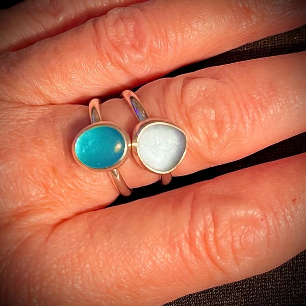 Seaham Sea Glass Ring, Artisan Beach Jewellery, Silver Seaglass Ring ...