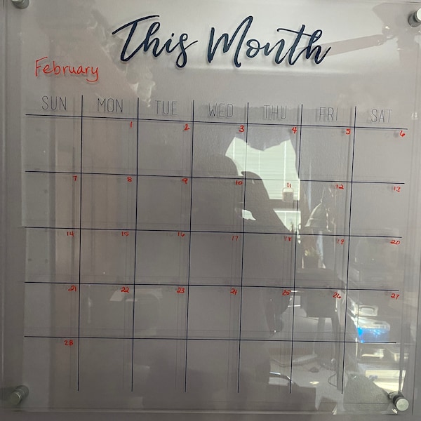 Dry Erase Acrylic Calendar, Personalized With Family Name, Clear ...