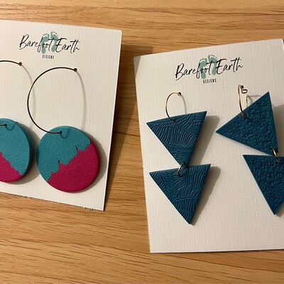 Colorful Abstract Polymer Clay Statement Earrings Modern - Etsy