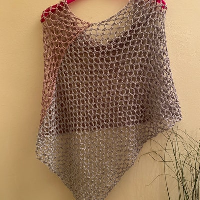 Crochet PATTERN Mermaid Poncho, Laced Shoulders Cover-up, Asymmetrical ...