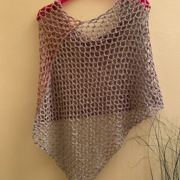 Crochet PATTERN- Mermaid Poncho, Laced Shoulders Cover-up, Asymmetrical ...